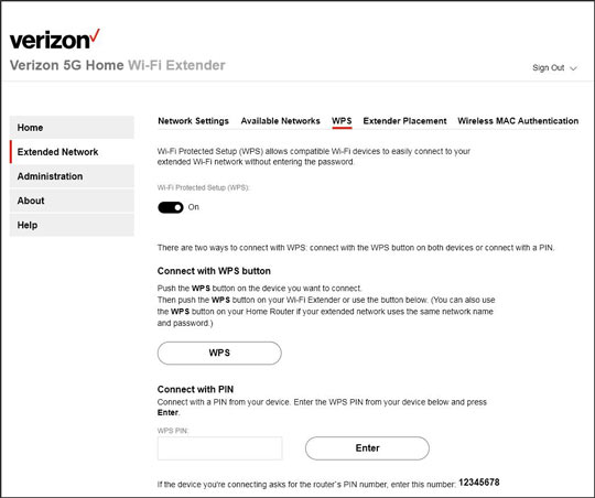 5G Home Wi-Fi Extender - Add a WPS Device | Verizon Wireless